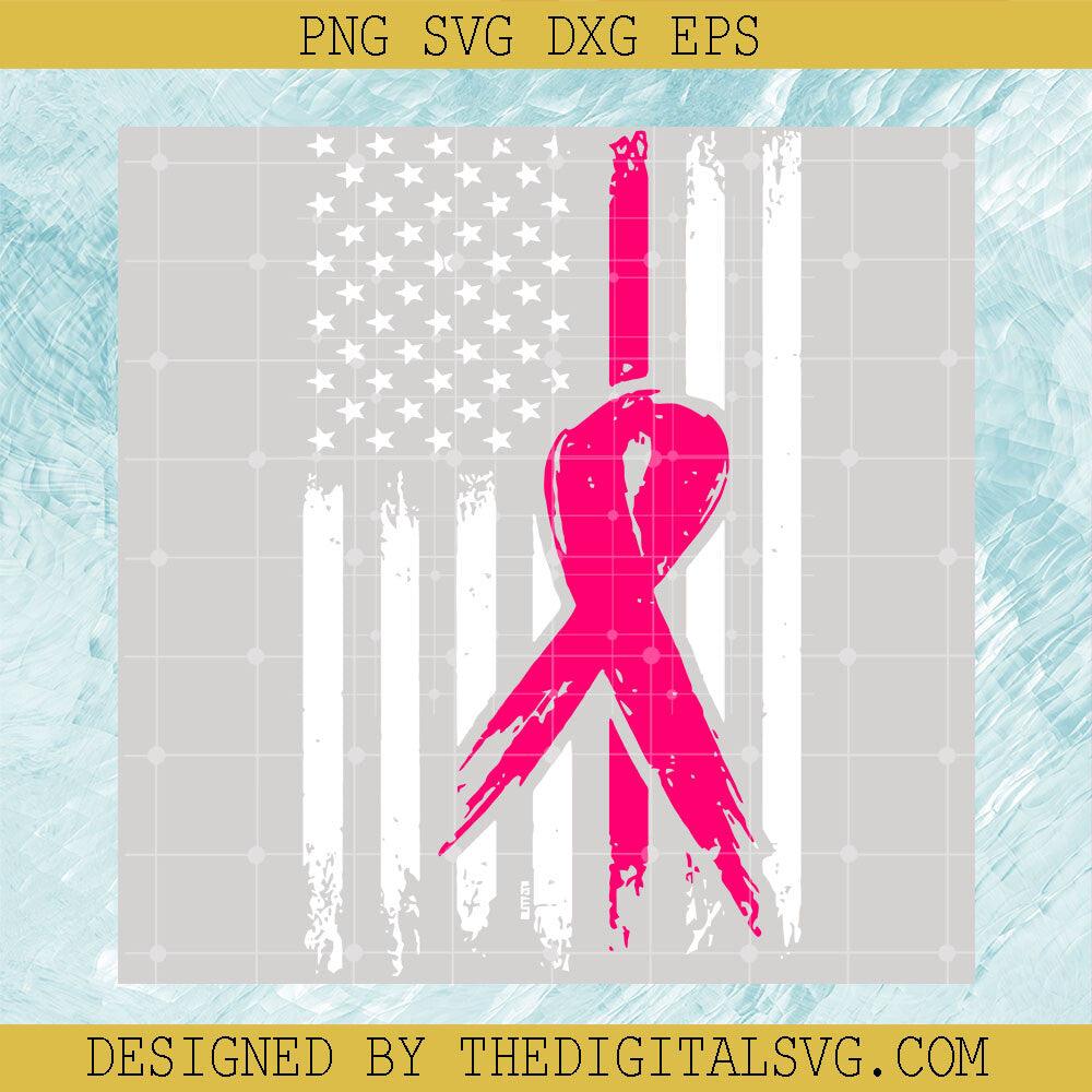 Pink Ribbon USA Flag svg, Breast Cancer svg, Grunge Flag svg, Breast ...