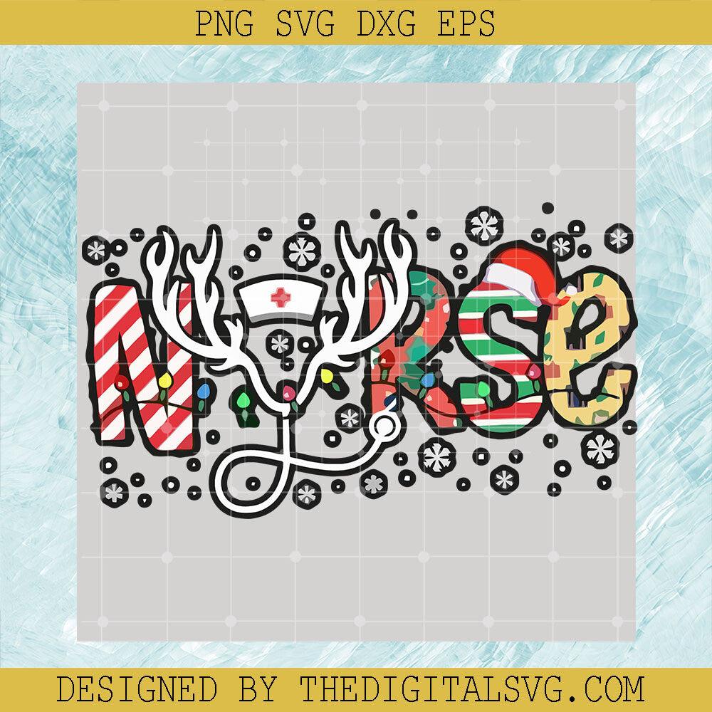 Nurse Christmas SVG, Santa Hat Snow Stethoscope Reindeer SVG, Funny ...