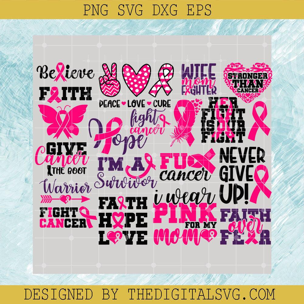 Fight Breast Cancer Awareness SVG PNG EPS DXF, Peace Love Cure Svg ...