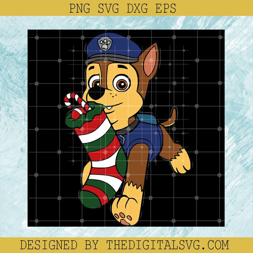 Chase Paw Patrol Christmas SVG, Chase Santa Hat SVG, Christmas Paw ...