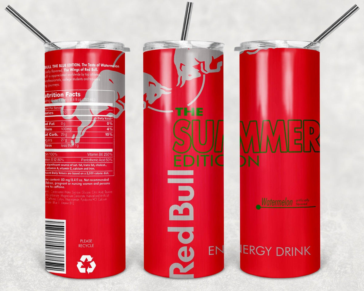 Red Bull Watermelon Drink Brand PNG, 20oz Skinny Tumbler Design ...