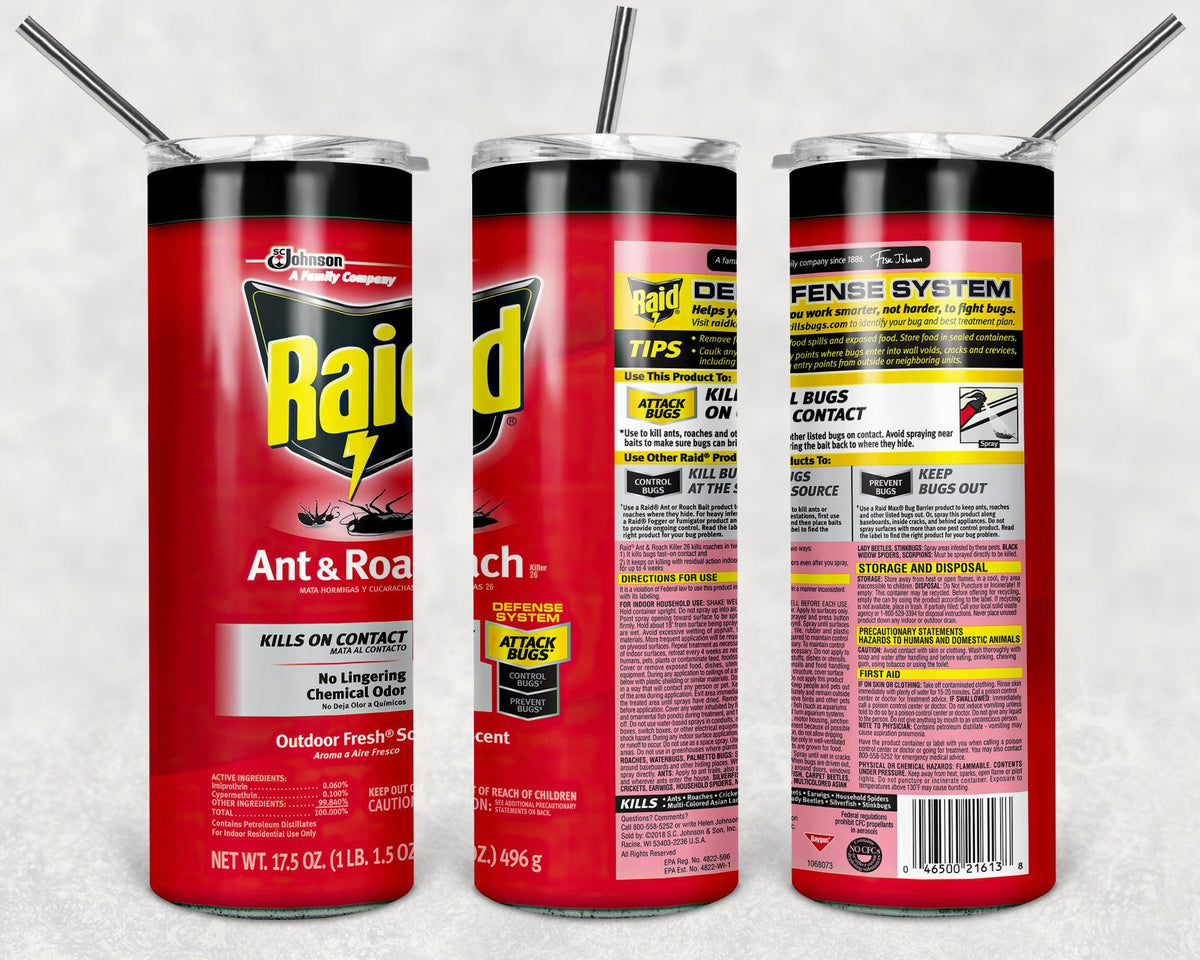 Raid Ant Roach Max Red PNG, 20oz Skinny Tumbler Design, Sublimation ...