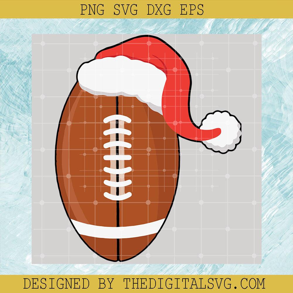 Santa Hat Christmas Football Svg, Christmas Football Svg, Football Svg ...